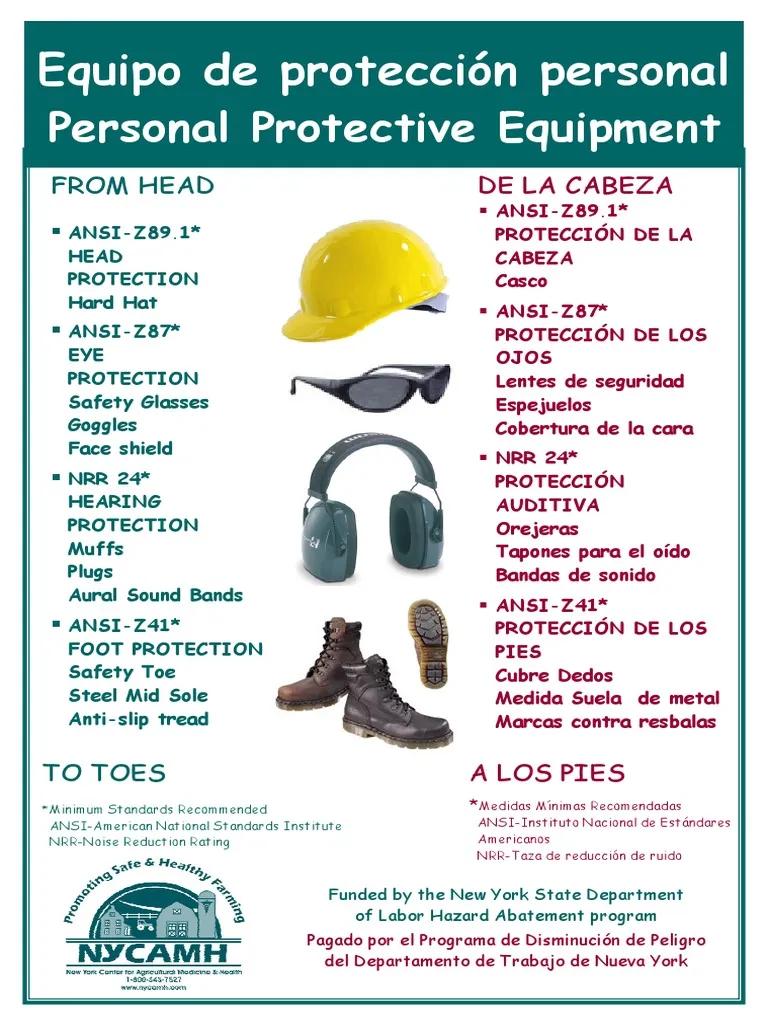 Equipo de protección personal (epp) con ejemplos y libros de referencia ...